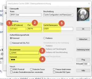 Get Intersystems Caché ODBC settings to use with Caché Monitor (JDBC)